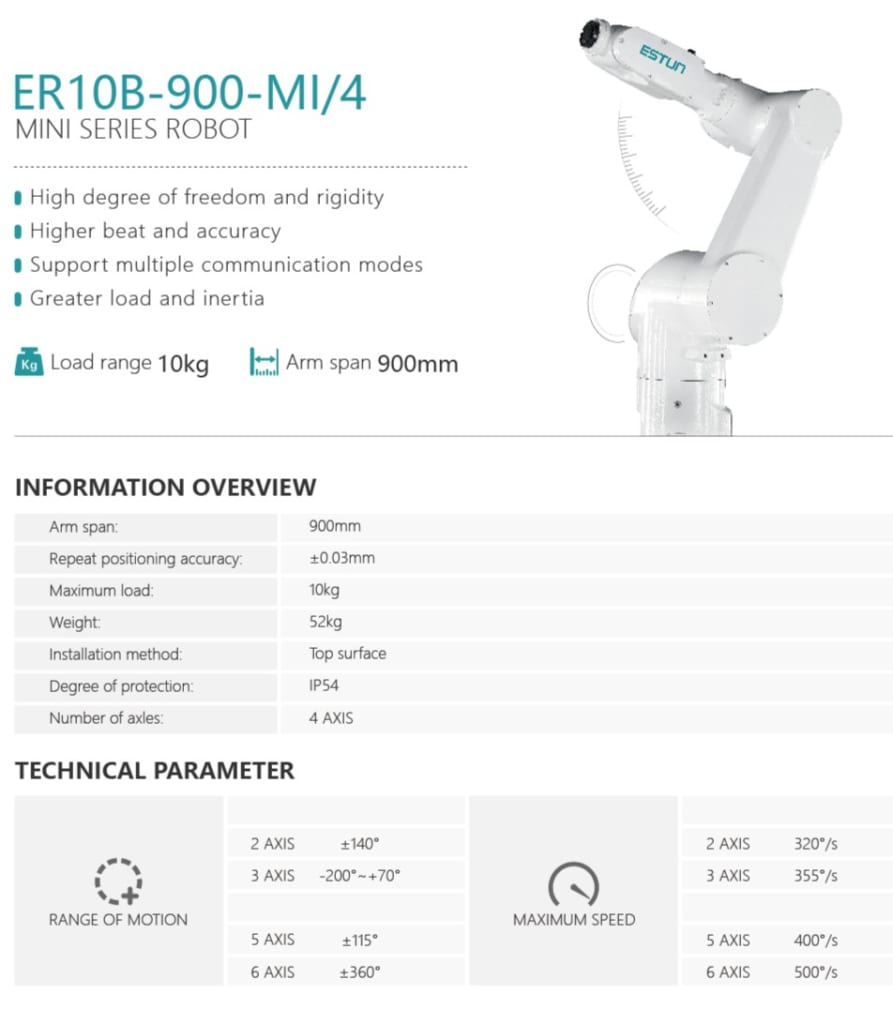 Cánh Tay Robot 4 Bậc Tự Do (4 Trục) - ER10B-900-MI/4